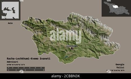 Racha-Lechkhumi-Kvemo Svaneti, region of Georgia. Colored elevation map ...