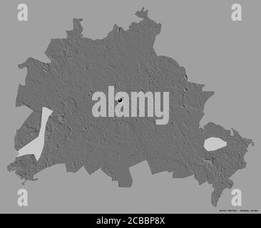 Berlin, state of Germany. Bilevel elevation map with lakes and rivers ...