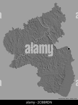 Rheinland-Pfalz, state of Germany. Bilevel elevation map with lakes and ...