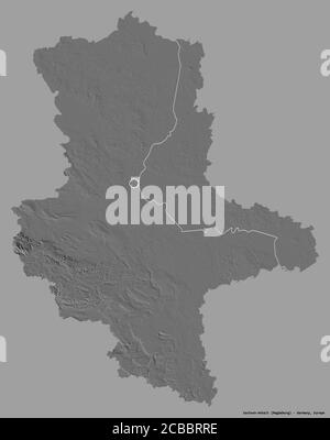 Sachsen-Anhalt, state of Germany. Bilevel elevation map with lakes and ...