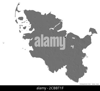 Schleswig-Holstein, state of Germany. Bilevel elevation map with lakes ...