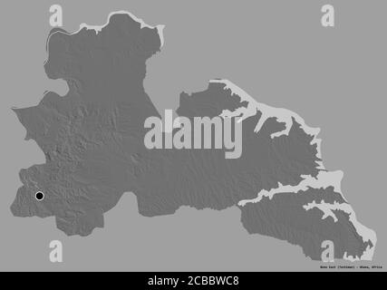 Shape of Bono East, region of Ghana, with its capital isolated on a ...