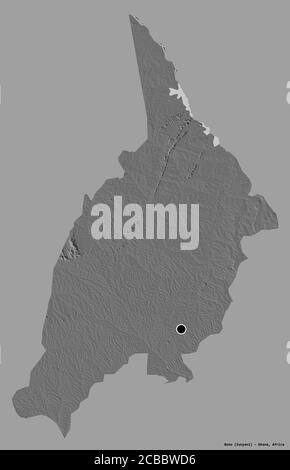 Bono, region of Ghana. Bilevel elevation map with lakes and rivers ...