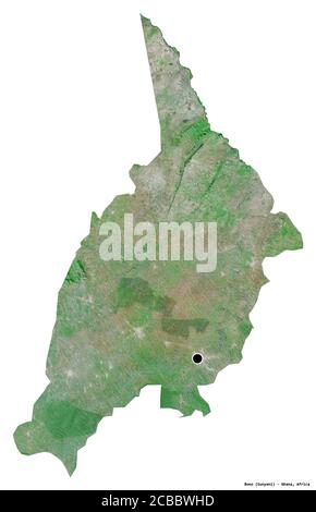 Shape of Bono, region of Ghana, with its capital isolated on a solid ...