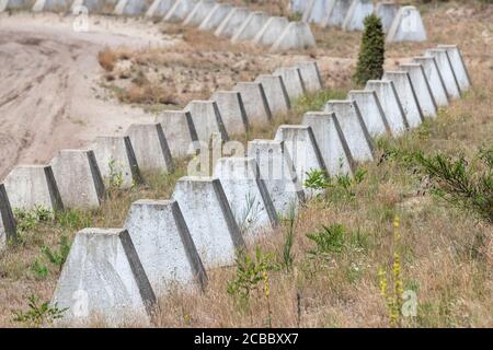 Dragon's teeth tank obstacles in German Siegfried Line, Hollerath ...