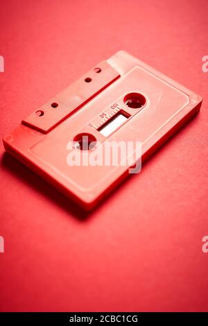 old isolated red music cassette on white background Stock Photo - Alamy
