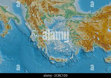 Extended area of Greece with country outline, international and ...