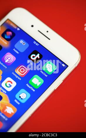 The logo of WeChat on an iPhone screen Stock Photo - Alamy