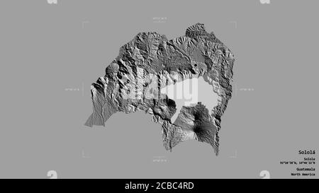 Solola, department of Guatemala. Bilevel elevation map with lakes and ...
