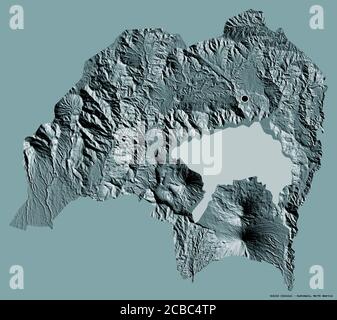 Solola, department of Guatemala. Colored elevation map with lakes and ...
