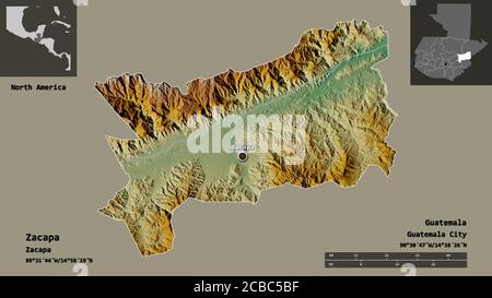 Shape of Zacapa, department of Guatemala, with its capital isolated on ...