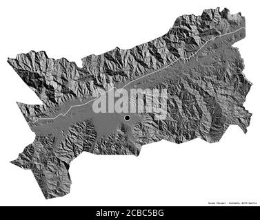 Zacapa, department of Guatemala. Bilevel elevation map with lakes and ...