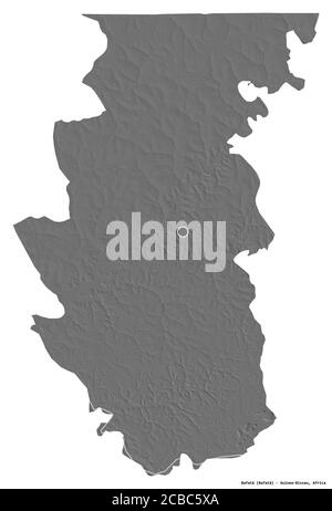 Bafata, region of Guinea-Bissau. Bilevel elevation map with lakes and ...