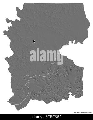 Gabu, region of Guinea-Bissau. Bilevel elevation map with lakes and ...