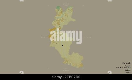 Area of Faranah, region of Guinea, isolated on a solid background in a ...