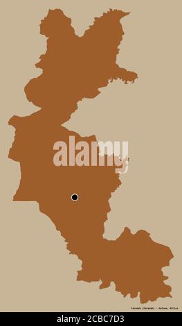 Shape of Faranah, region of Guinea, with its capital isolated on white ...
