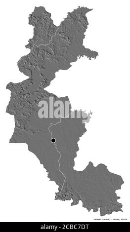 Faranah, region of Guinea. Bilevel elevation map with lakes and rivers ...