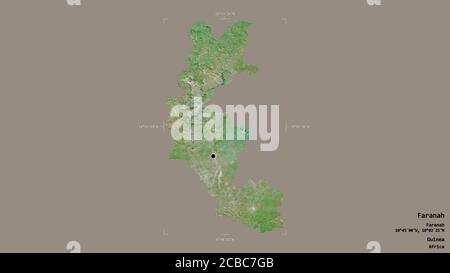 Area of Faranah, region of Guinea, isolated on a solid background in a ...