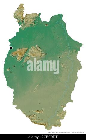 Upper Takutu-Upper Essequibo, region of Guyana. Colored elevation map ...