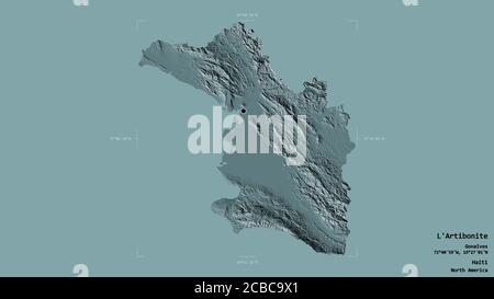 Zoom in on L'Artibonite (department of Haiti) extruded. Oblique ...
