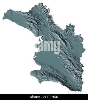 L'Artibonite, department of Haiti. Colored elevation map with lakes and ...