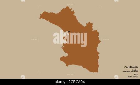 Zoom in on L'Artibonite (department of Haiti) extruded. Oblique ...