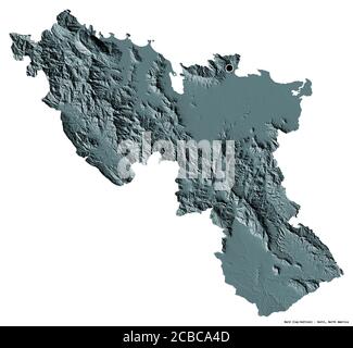 Nord, department of Haiti. Colored elevation map with lakes and rivers ...