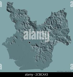 Choluteca, department of Honduras. Colored elevation map with lakes and ...