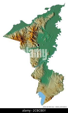 Shape of Cortés, department of Honduras, with its capital isolated on a ...