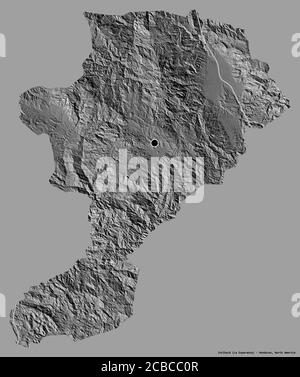 Intibuca, department of Honduras. Bilevel elevation map with lakes and ...
