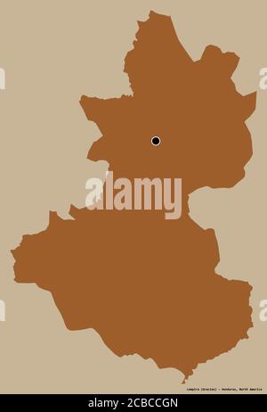 Lempira, department of Honduras. Solid color shape. Locations and names ...