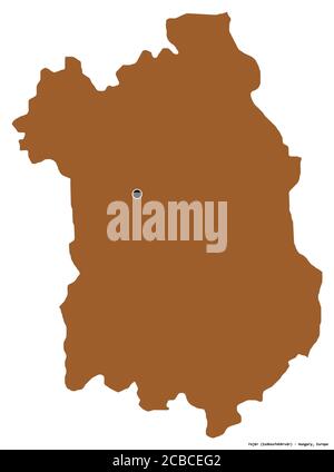 Shape of Fejér, county of Hungary, with its capital isolated on white ...