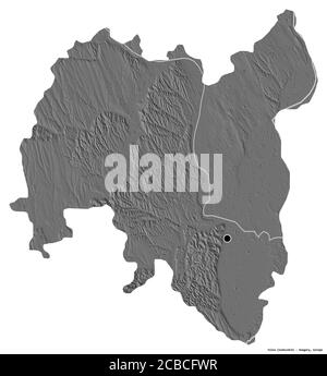 Tolna, county of Hungary. Bilevel elevation map with lakes and rivers ...