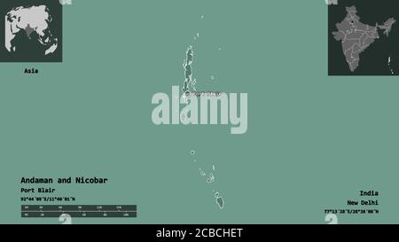 Andaman and Nicobar Islands India Map grey Stock Photo - Alamy
