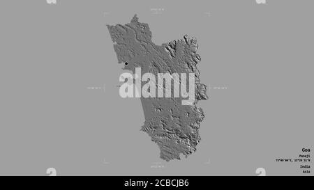 Goa, state of India. Bilevel elevation map with lakes and rivers ...