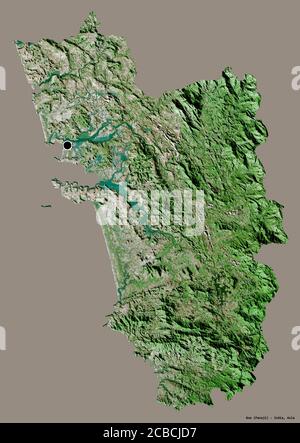 Shape of Goa, state of India, with its capital isolated on white ...