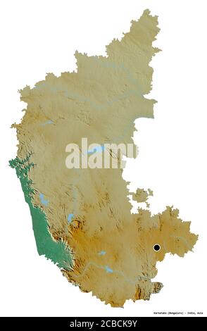 Shape of Karnataka, state of India, and its capital. Distance scale ...