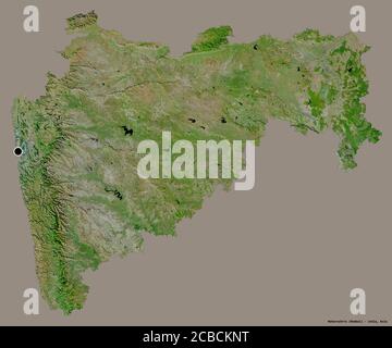 Shape of Maharashtra, state of India, with its capital isolated on ...