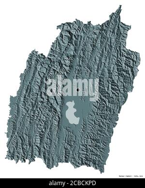 Shape of Manipur, state of India, with its capital isolated on a solid ...