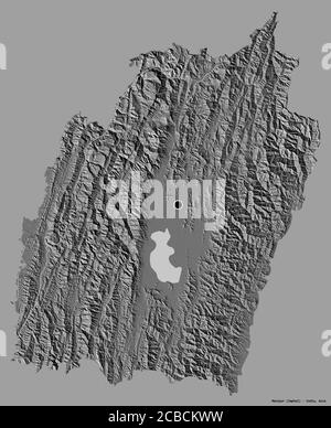Manipur, state of India. Bilevel elevation map with lakes and rivers. Corner auxiliary location ...