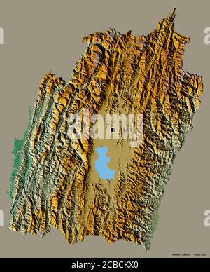 Manipur, state of India. Solid color shape. Corner auxiliary location ...