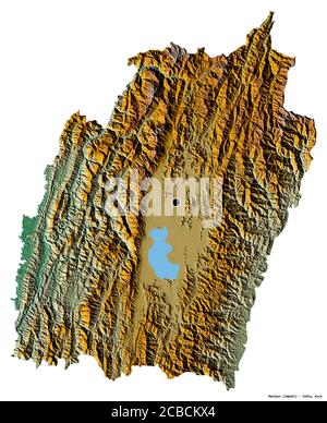 Shape of Manipur, state of India, with its capital isolated on a solid ...