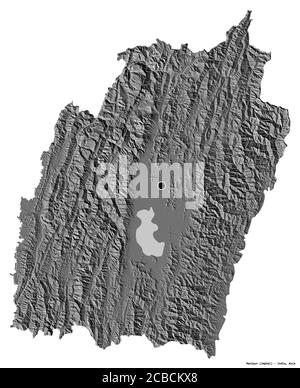 Shape of Manipur, state of India, with its capital isolated on white ...