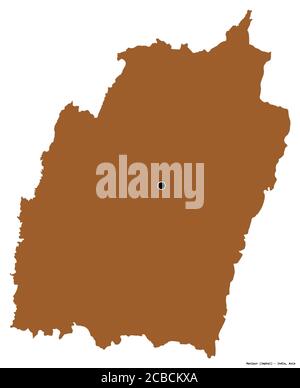 Shape of Manipur, state of India, with its capital isolated on white ...