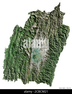 Shape of Manipur, state of India, with its capital isolated on white ...