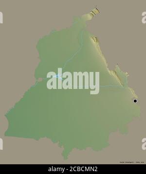 Punjab, state of India. Solid color shape. Corner auxiliary location ...
