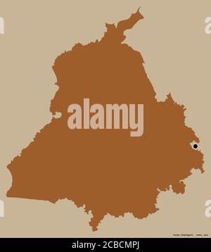 Punjab, state of India. Solid color shape. Corner auxiliary location ...