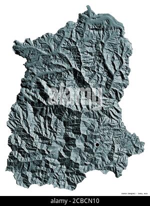 Shape of Sikkim, state of India, and its capital. Distance scale ...