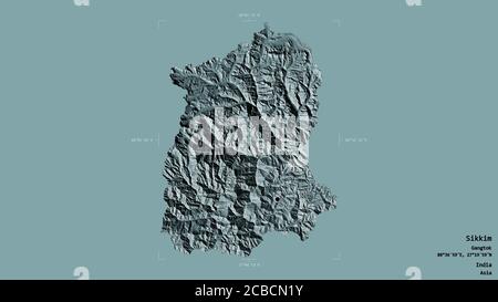 Area of Sikkim, state of India, isolated on a solid background in a ...