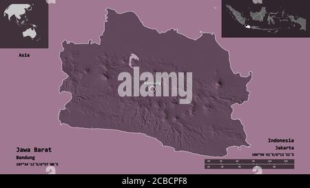 Shape of Jawa Barat, province of Indonesia, and its capital. Distance ...